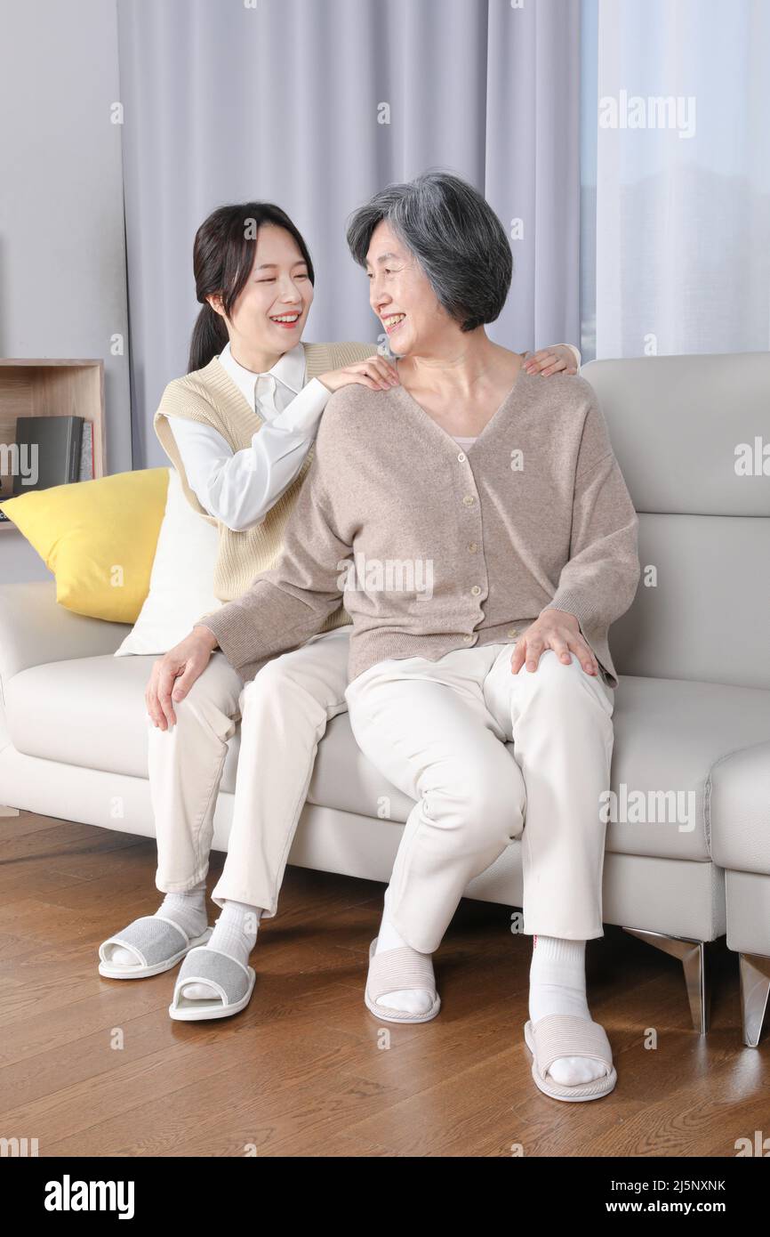 Asian Korean Family Massaging Stock Photo - Alamy