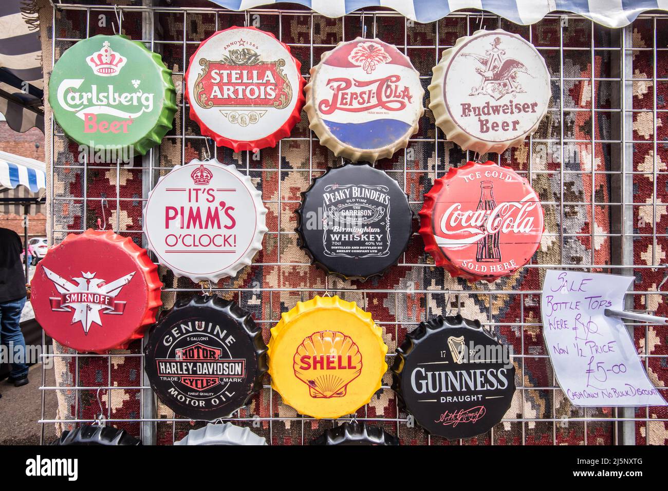 A colourful market stall in the Market Square in Ludlow Shropshire ...
