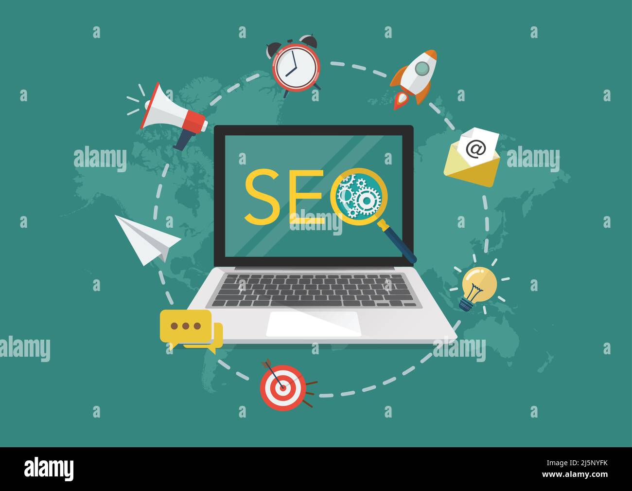 SEO logo with magnifying business marketing. Vector illustration Stock ...