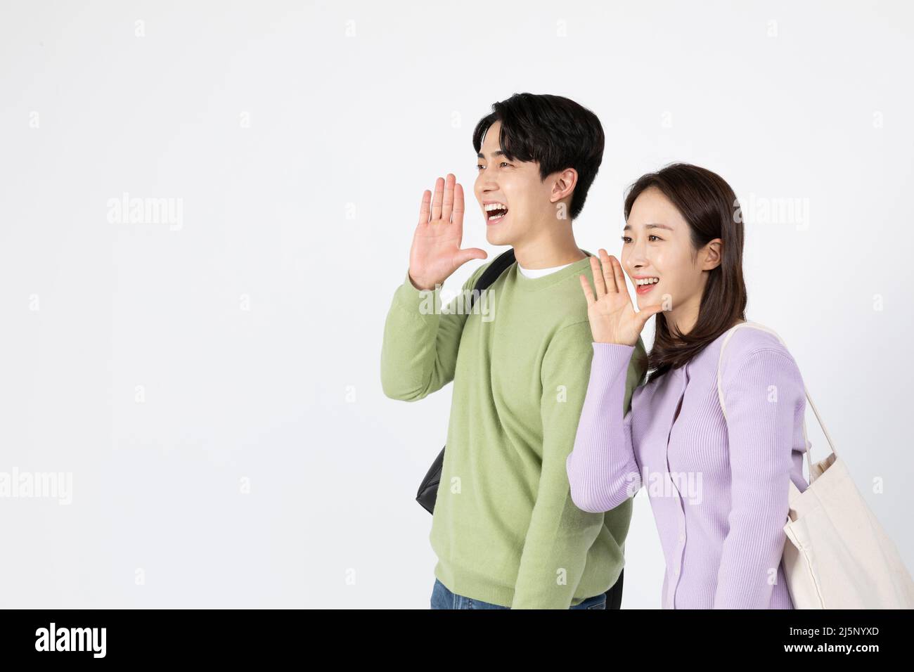 job interview preparation asian korean young woman and man, introducing ...