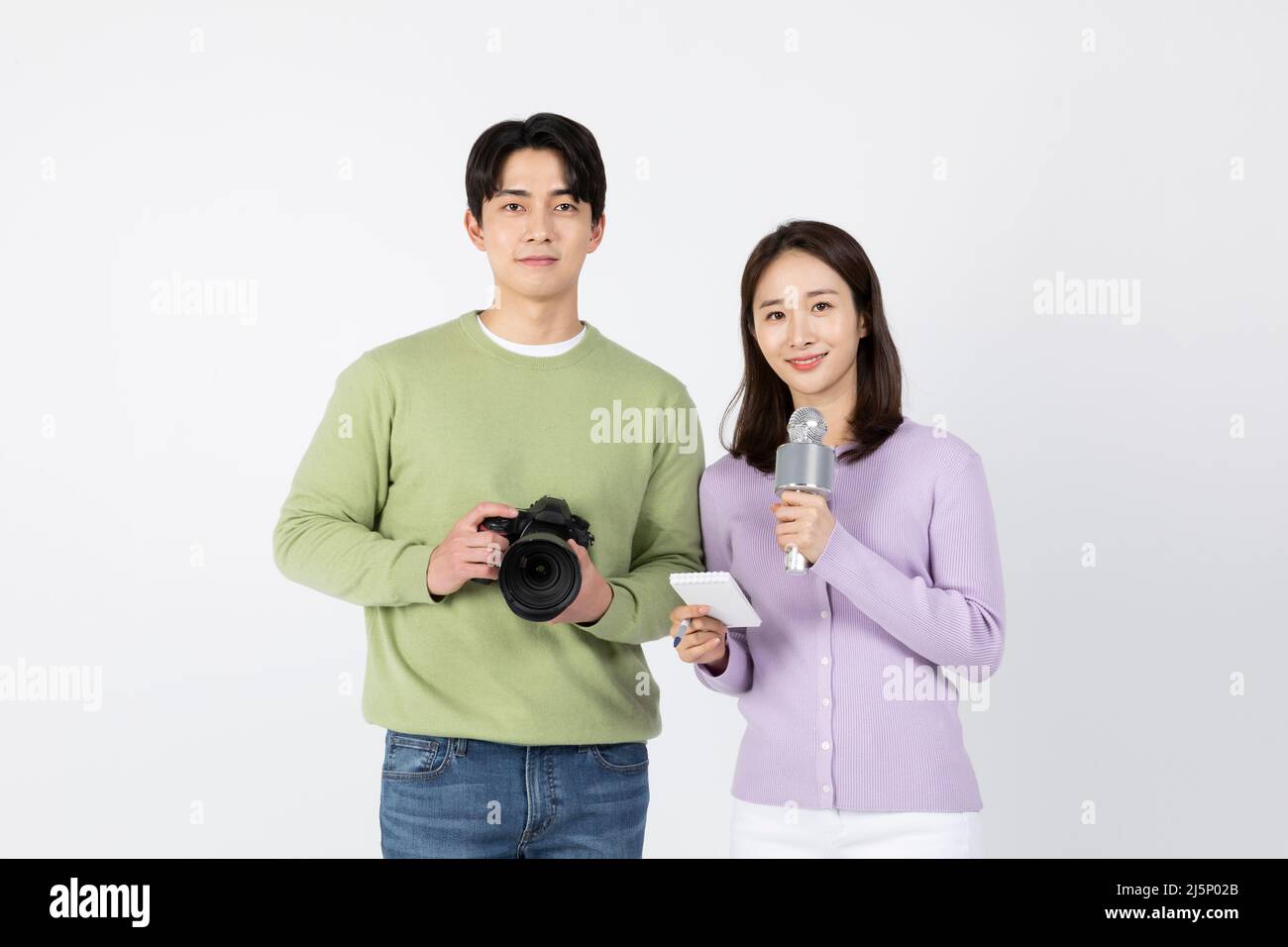 job interview preparation asian korean young woman and man, holding ...