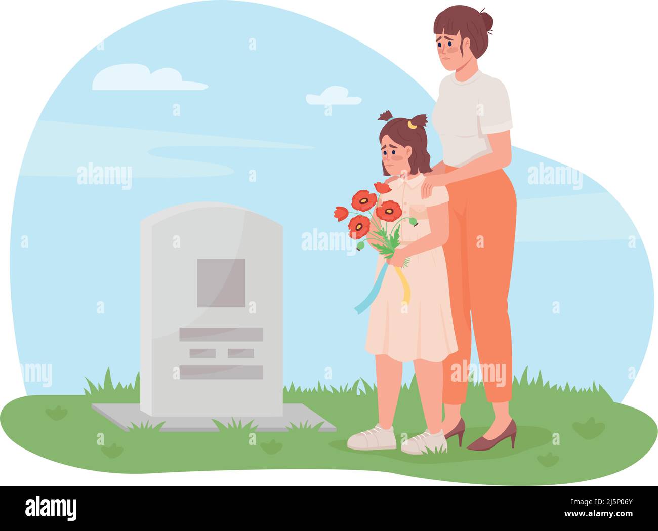 Honor of fallen Ukrainian hero 2D vector isolated illustration Stock ...
