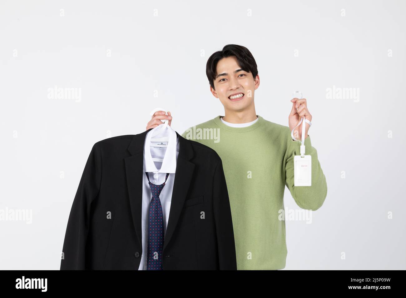 asian korean young woman and man, Preparing for an interview with a ...