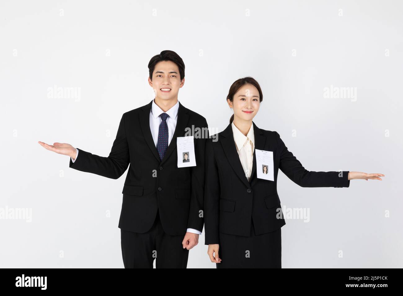 Asian Korean young generations woman and man job interview concept ...