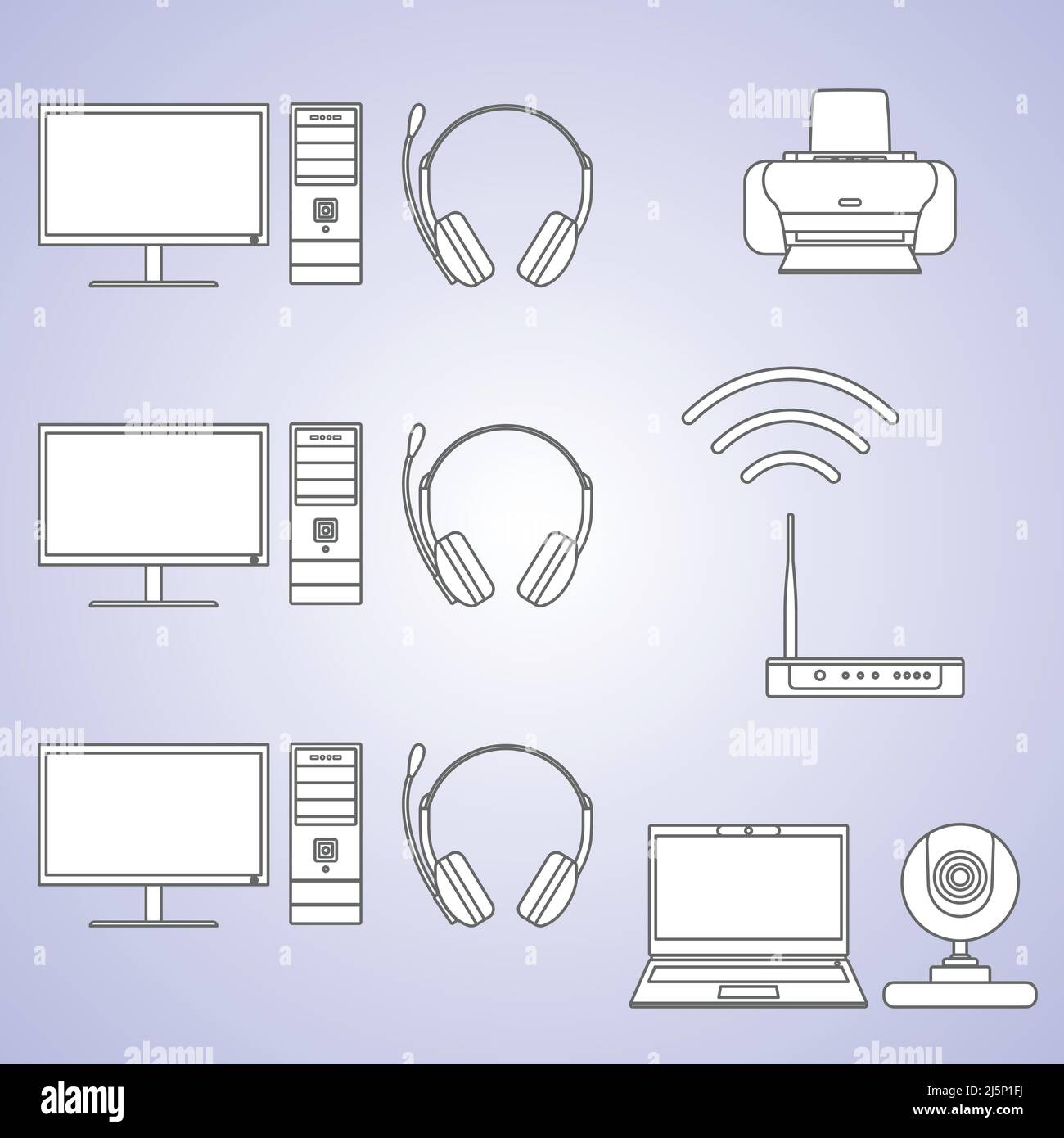 Silhouette illustration different kind of digital devices and tools on ...