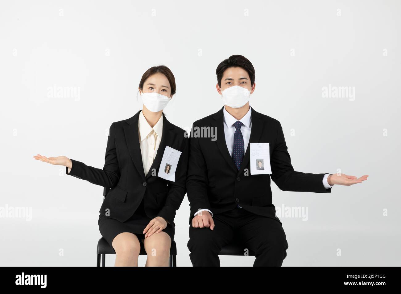 Asian Korean young generations woman and man job interview concept ...