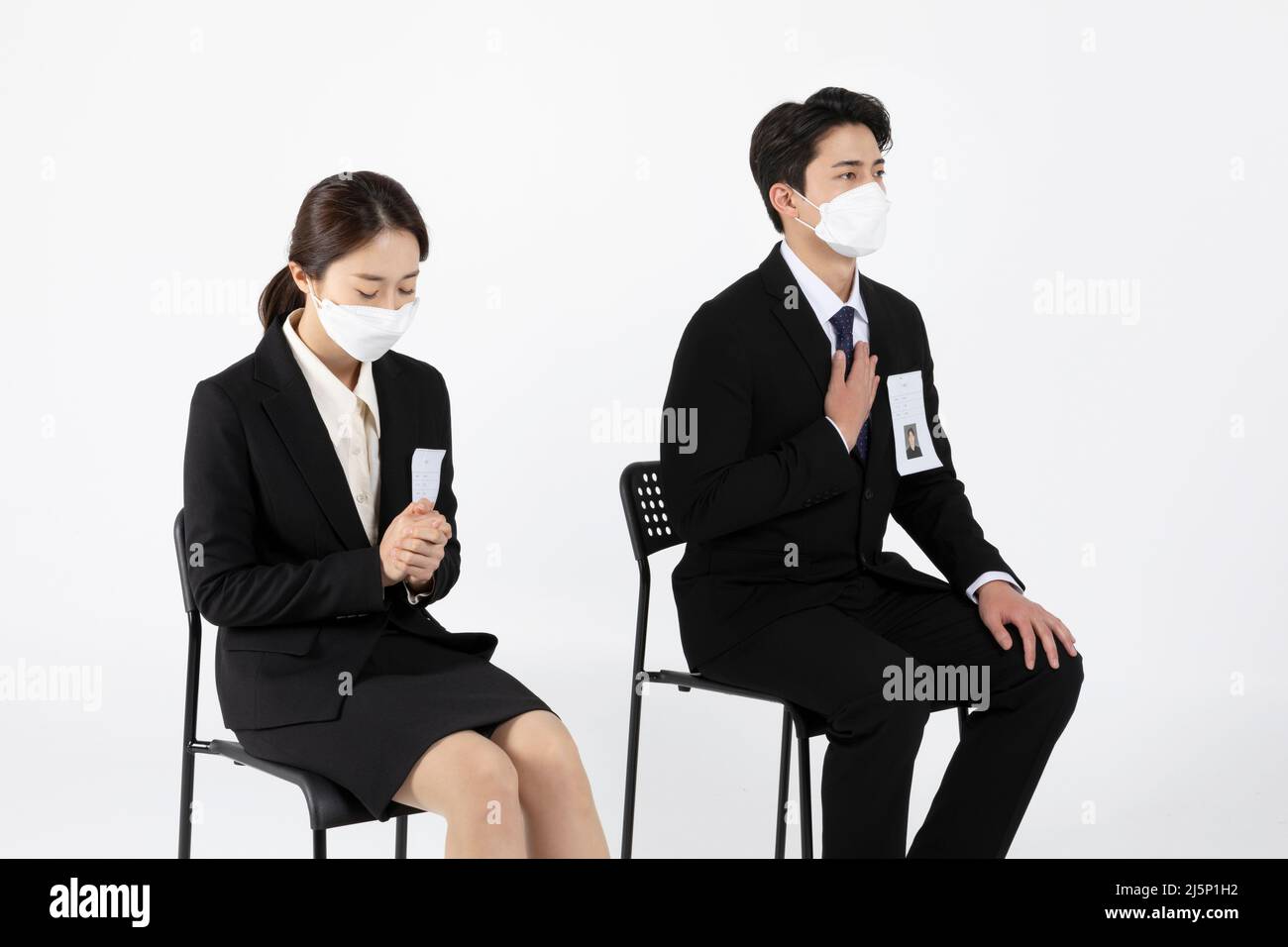 Asian Korean young generations woman and man job interview concept ...
