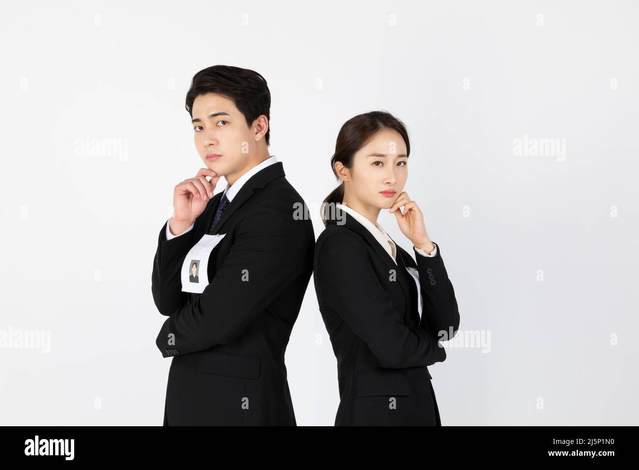 Asian Korean young generations woman and man job interview concept back ...