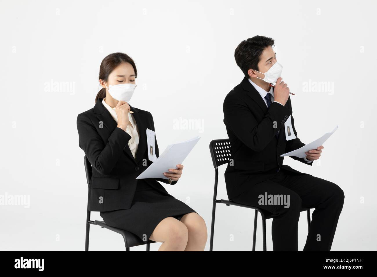 Asian Korean young generations woman and man job interview concept ...