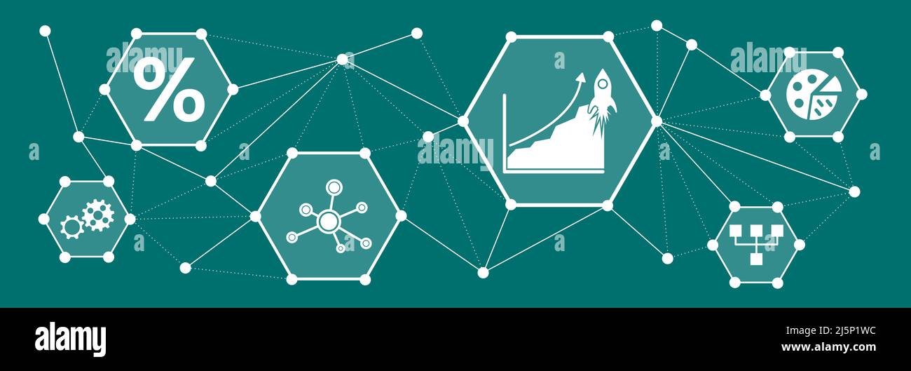 Concept of growth with connected icons Stock Photo - Alamy