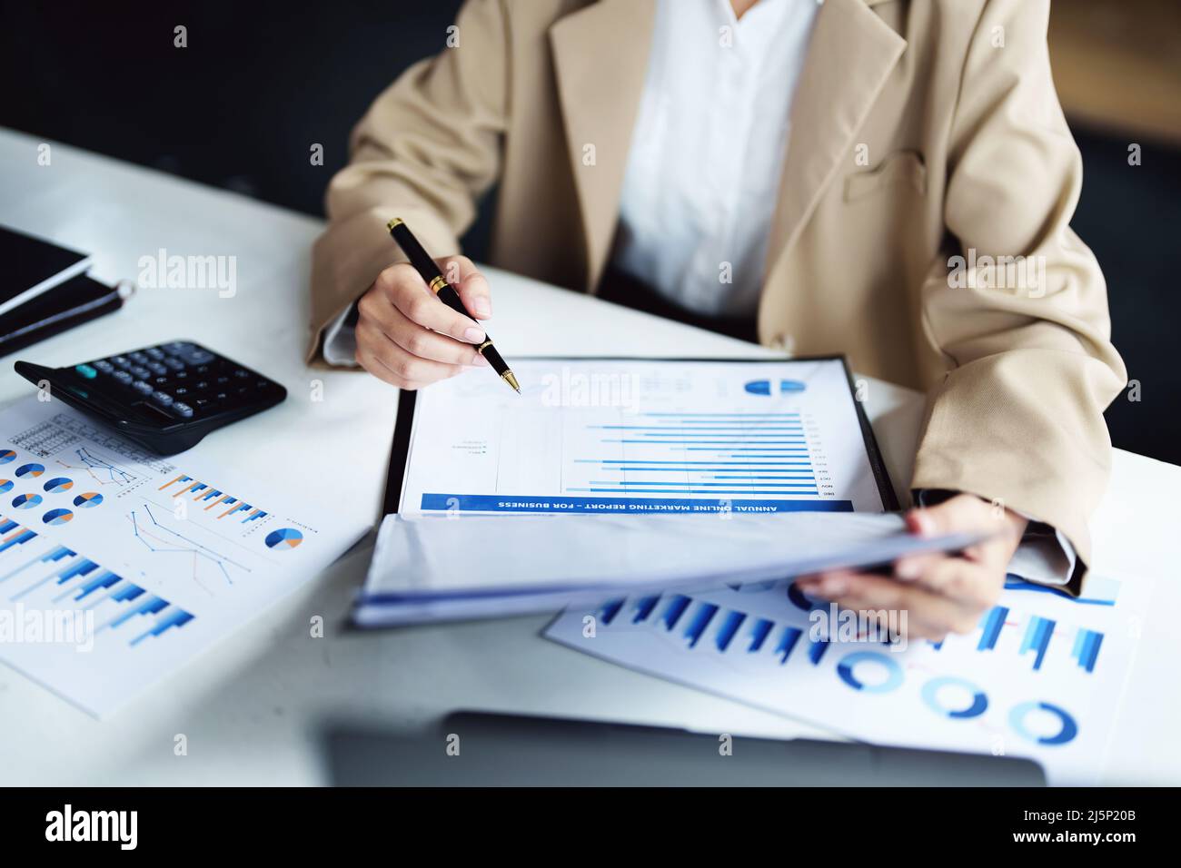 data analysis, plan, marketing, accounting, audit, asian business woman ...