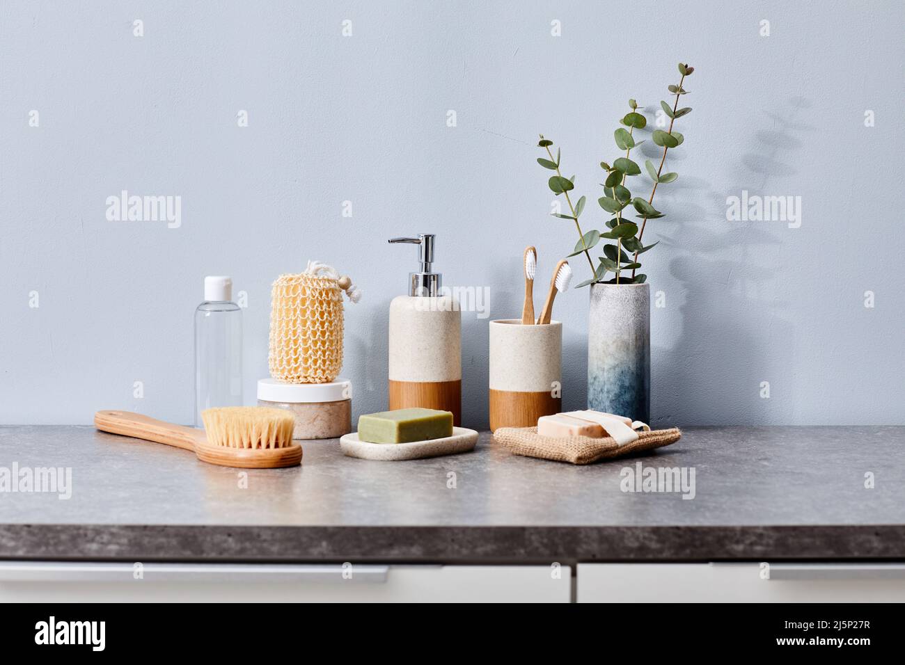 Image of female toilet table with brush for massage and other hygiene ...