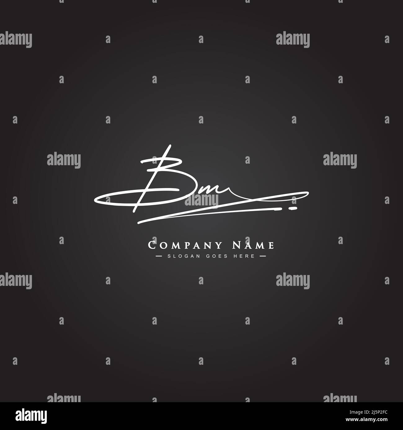 Initial Letter BM Logo - Hand Drawn Signature Style Logo - Vector Logo ...