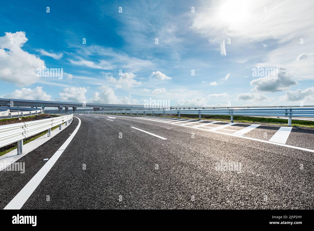 Asphalt highway and beautiful sky cloud landscape. Road and sky cloud ...