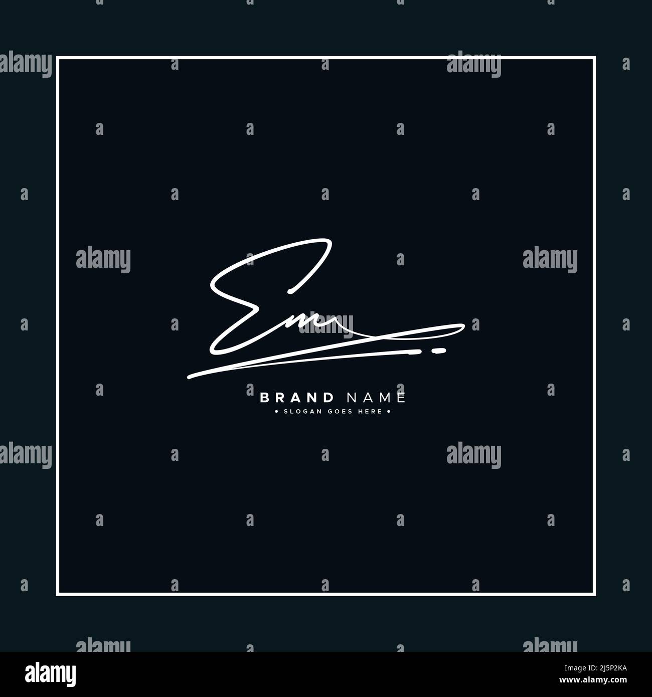 Initial Letter EM Logo - Hand Drawn Signature Style Logo - Vector Logo ...