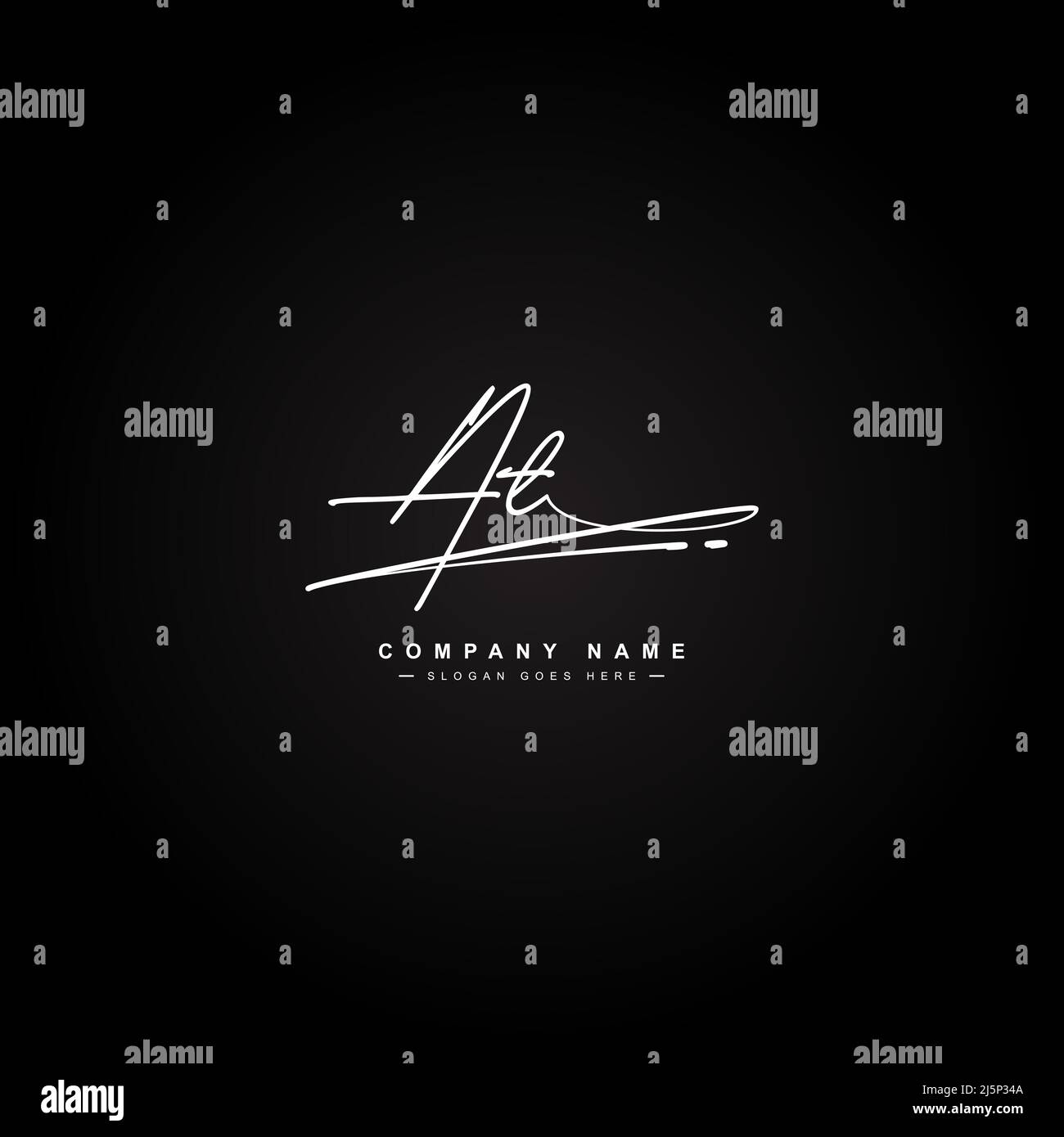 Initial Letter AT Logo - Hand Drawn Signature Logo - Vector Logo ...