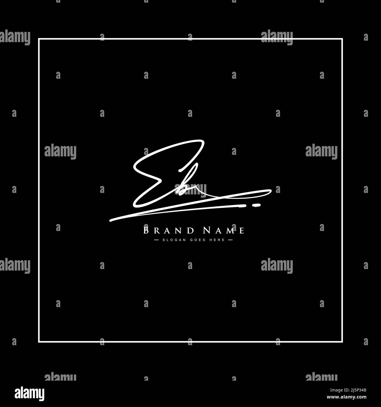Initial Letter EB Logo - Handwritten Signature Style Logo - Vector Logo ...