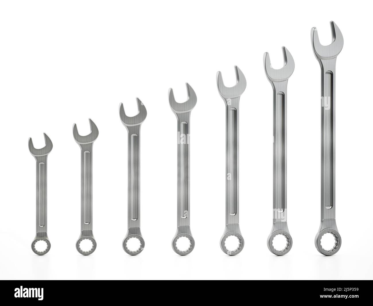 Set of wrenches isolated on white background. 3D illustration Stock ...