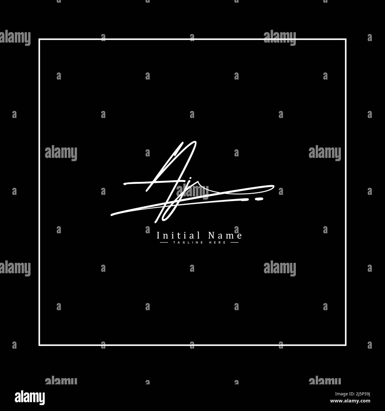 Initial Letter AJ Logo - Hand Drawn Signature Logo - Vector Logo ...