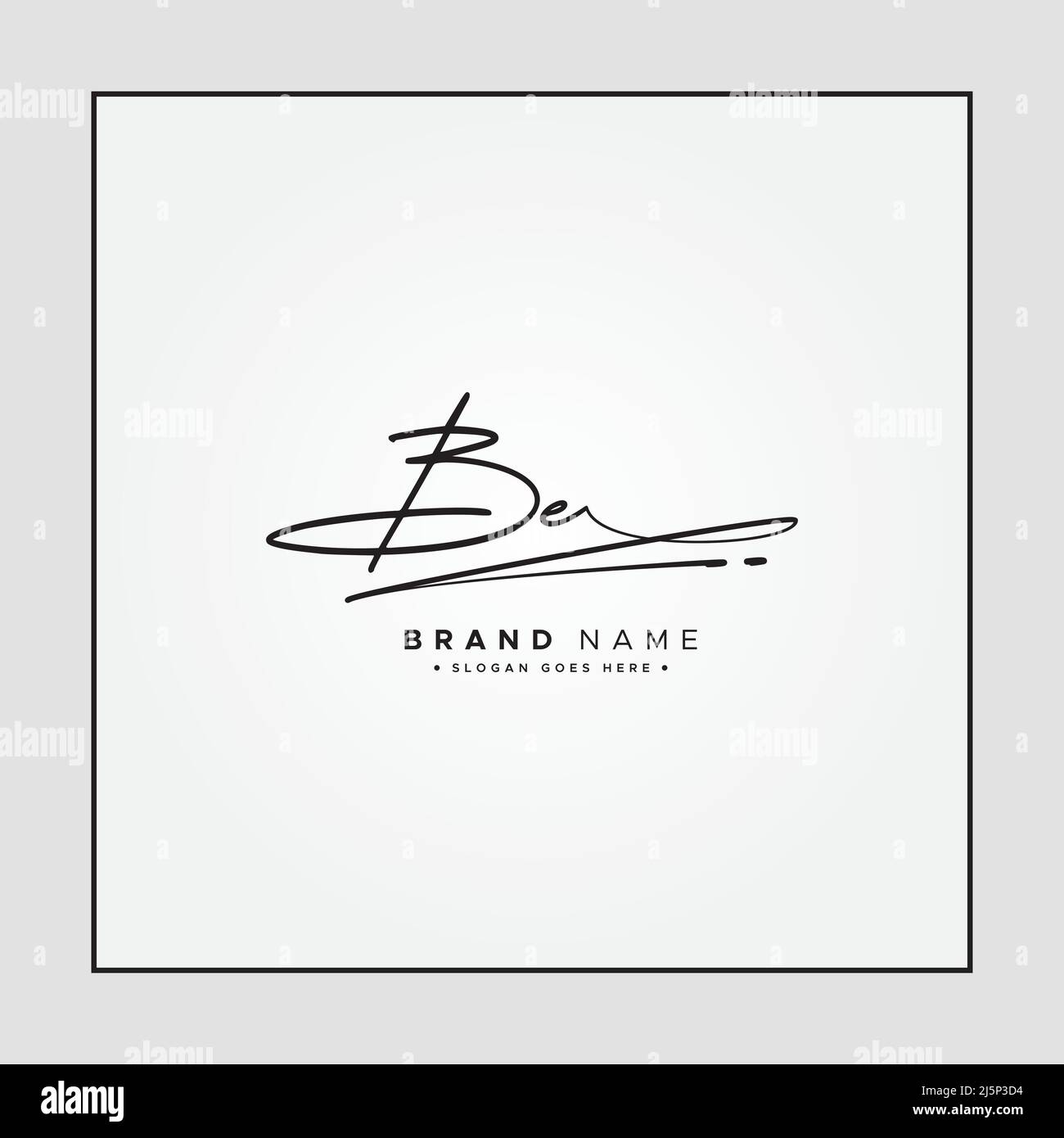 Initial Letter BE Logo - Hand Drawn Signature Logo - Vector Logo ...