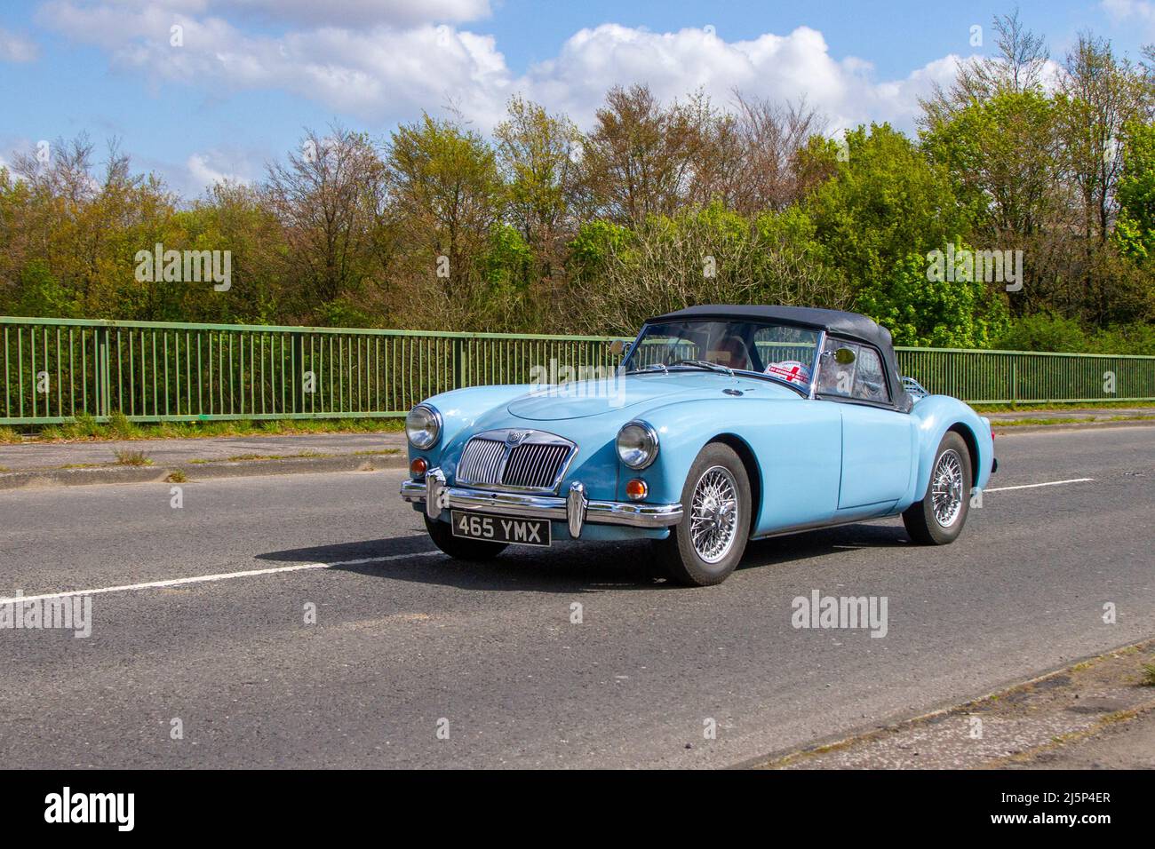 1960 60s blue sixties MG A MGA sports convertible Stock Photo - Alamy