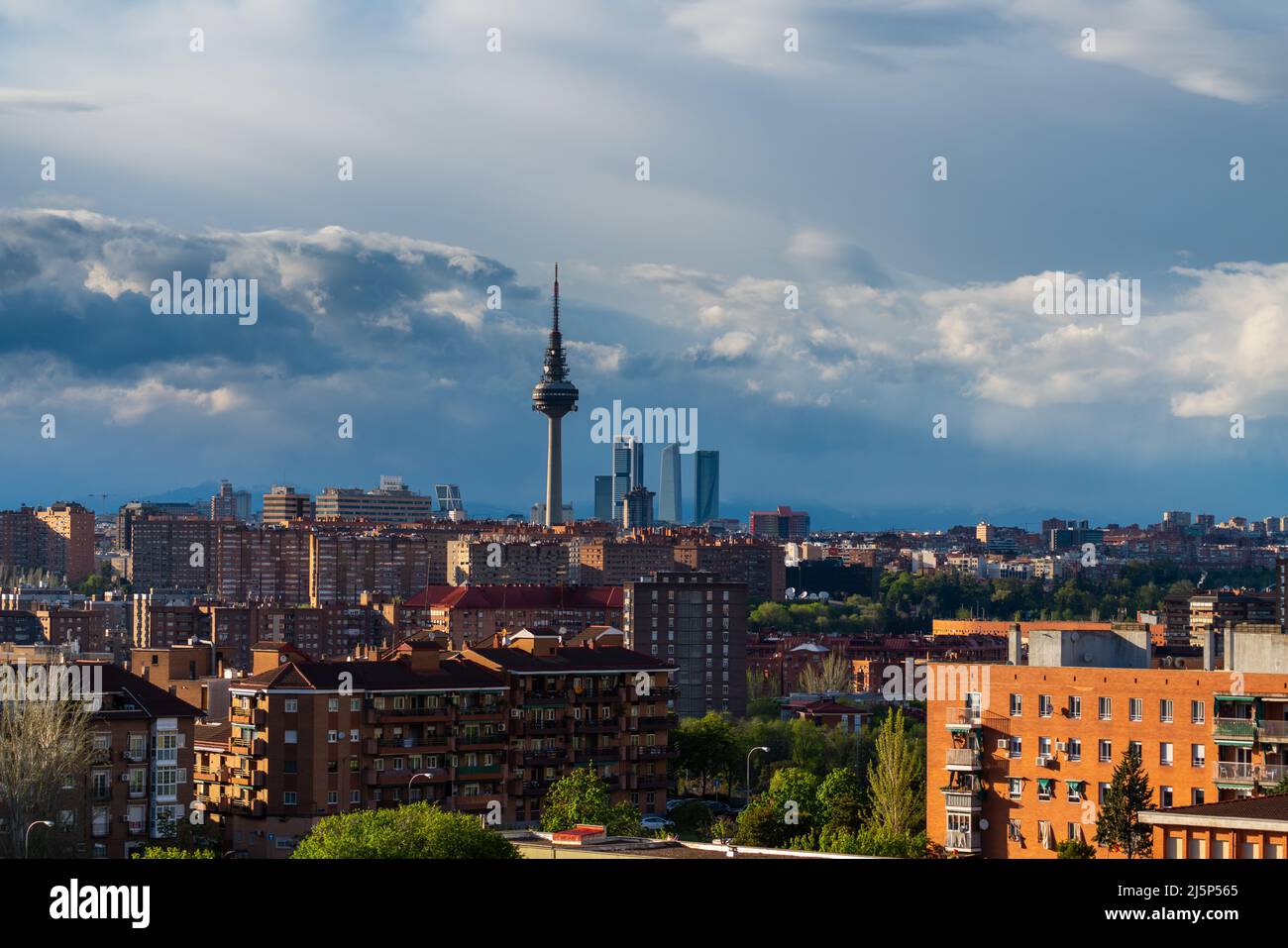 Madrid cityscape with some emblematic buildings: skyscrapers, piruli ...