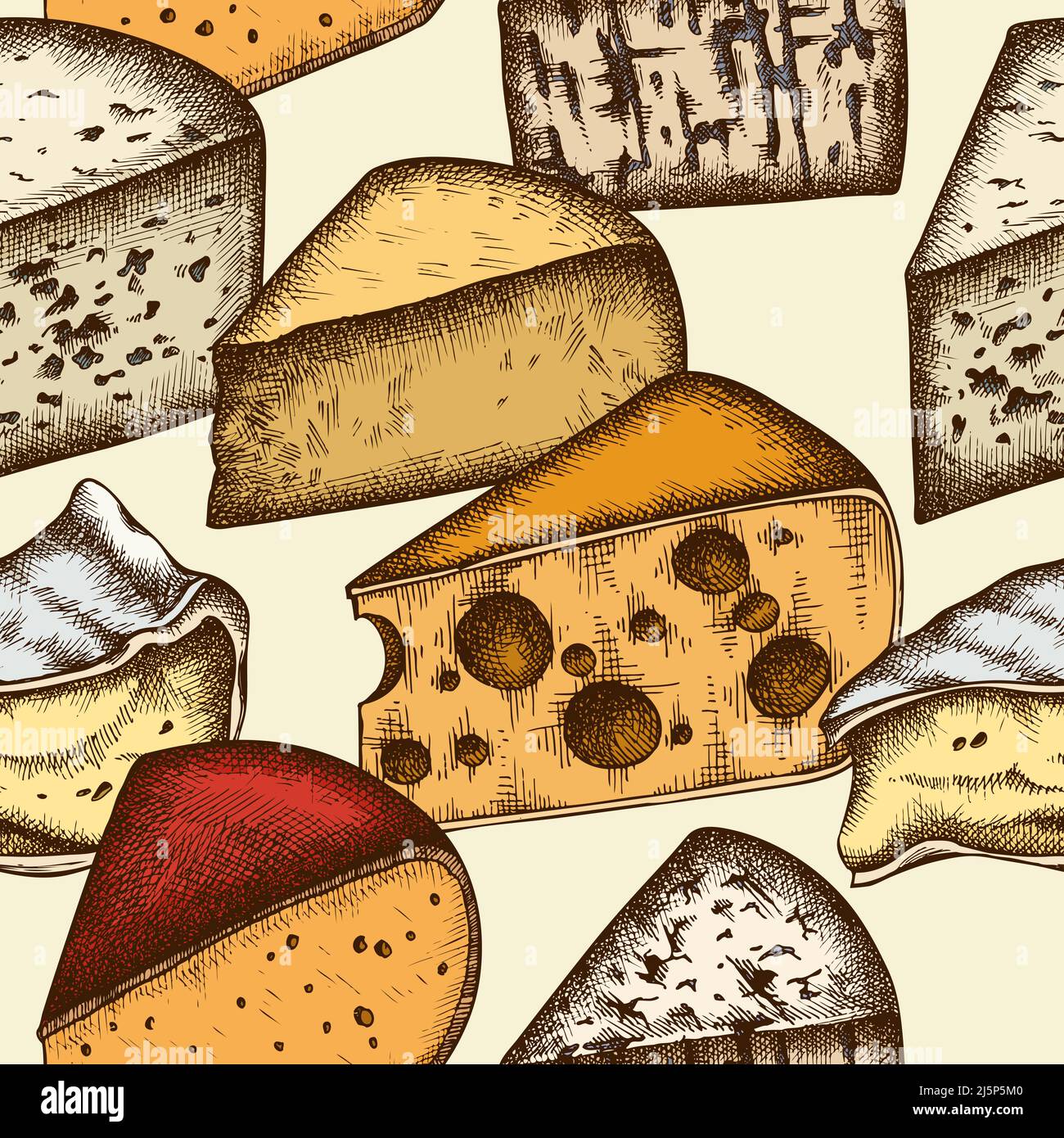 Cheese seamless pattern background design. Engraved style. Hand drawn ...