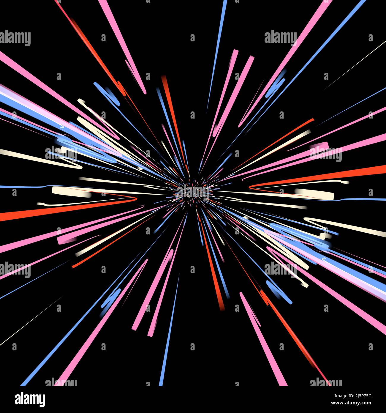 Emitting beams of multi color light on a dark background enveloping an ...