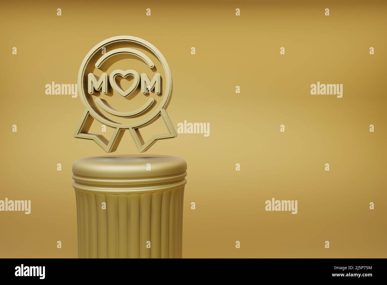 Beautiful illustrations Golden badge with word MOM and heart symbol ...