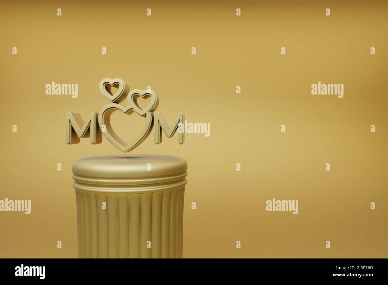 Beautiful illustrations Golden word MOM with heart symbol icons on a ...