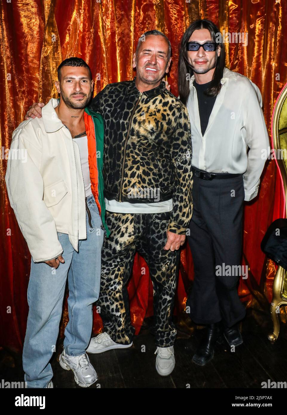 London, UK. 23rd Apr, 2022. Stavros Agapious, DJ Fat Tony and Kyle De ...