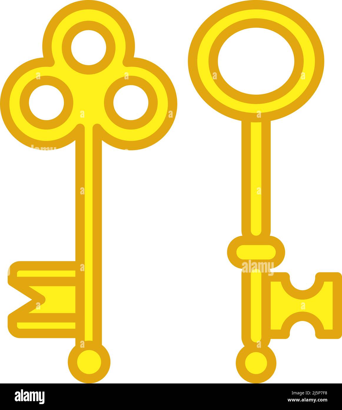 Cartoon golden vintage keys on white background. Vector illustration ...
