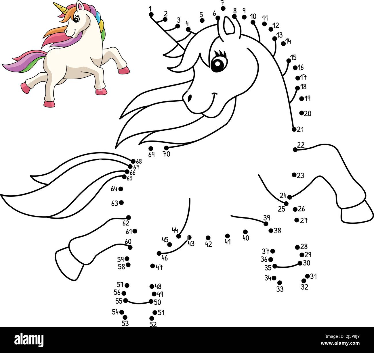 Dot to Dot Unicorn Strolling Isolated Coloring Stock Vector Image & Art ...