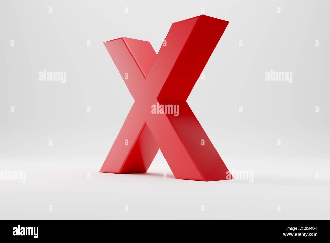Abstract 3d rendering of letter x on white background. Wrong, incorrect ...