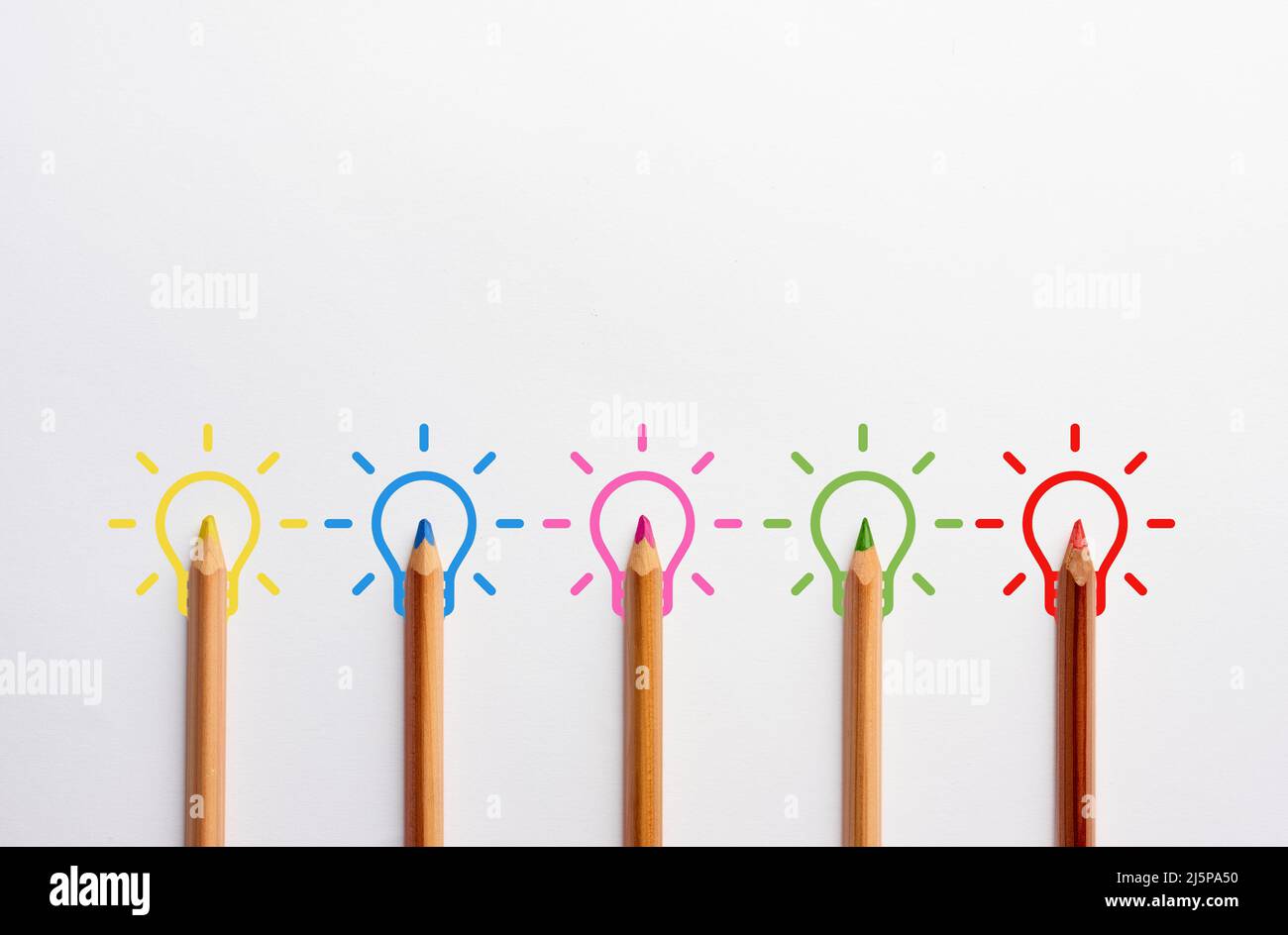 Teamwork and brainstorming in idea creation concept. Light bulbs drawn ...