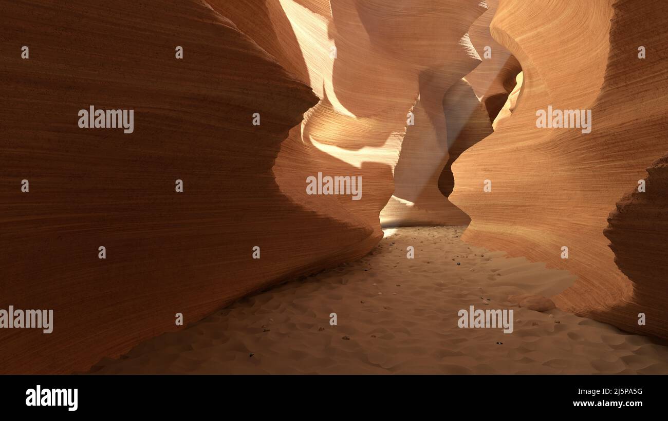 Realistic 3d rendering of Antelope Canyon. Made with Cinema 4D and ...