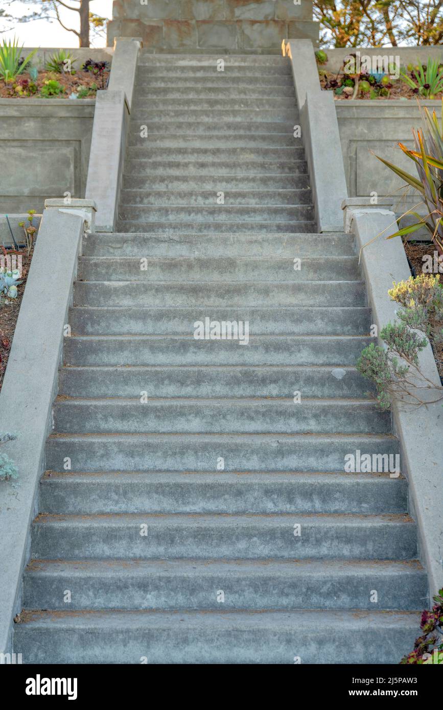Straight outdoor concrete staircase on a slope at San Francisco ...