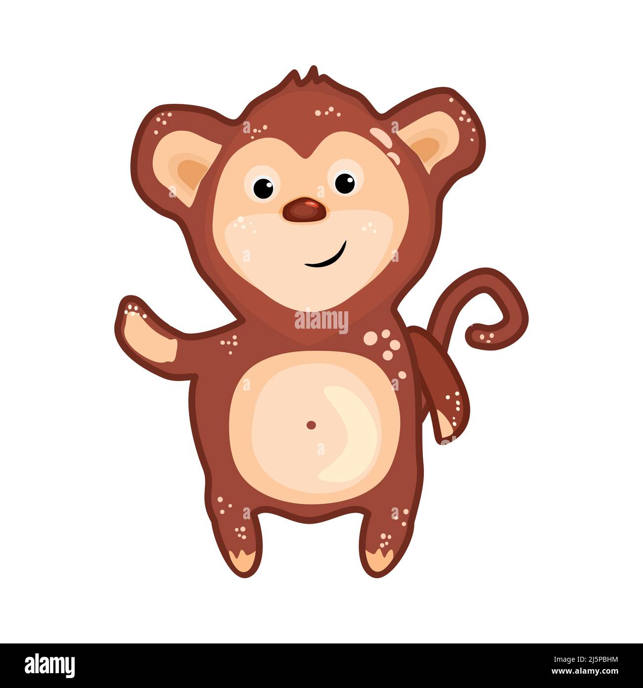 Monkey isolated on white background. Cute chimpanzee waving hand ...