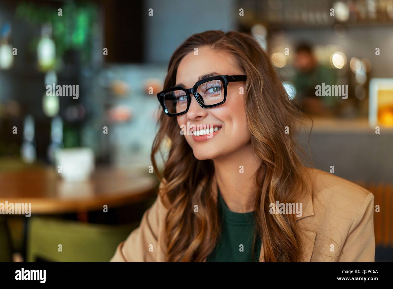 Business Woman Restaurant Owner Dressed Elegant Pantsuit In Restaurant ...