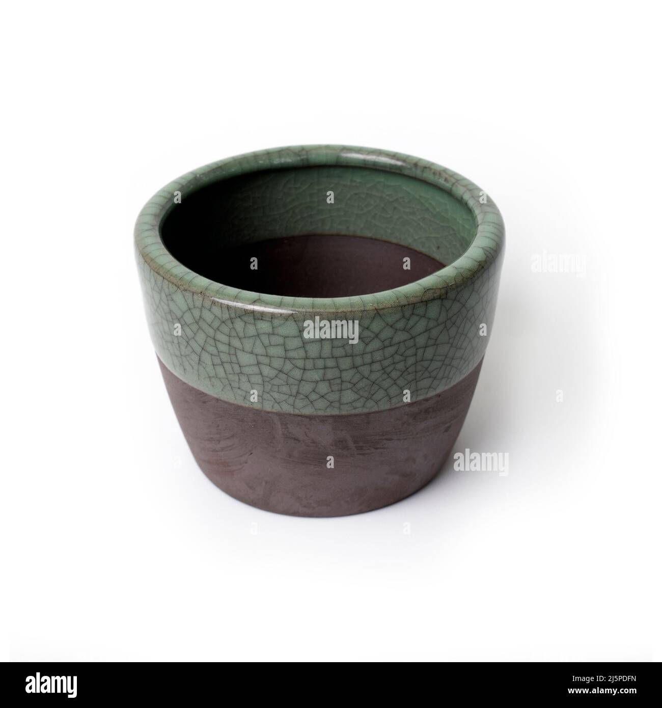 Beautiful small flower pot made of ceramic on white background Stock ...