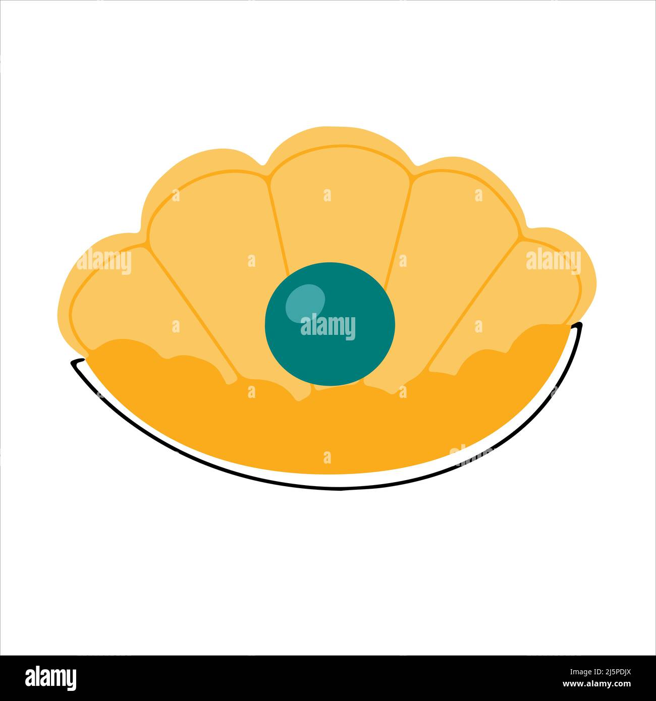 Open shell with pearl hand drawn in doodle style. Vector illustration ...