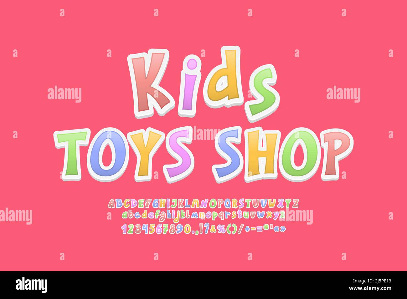 Nice typeface with multicolor letters and numbers. Colorful logo Kids ...