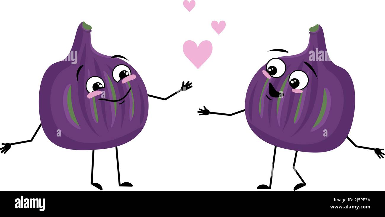 Fig character with love emotions, smile face, arms and legs. Person ...