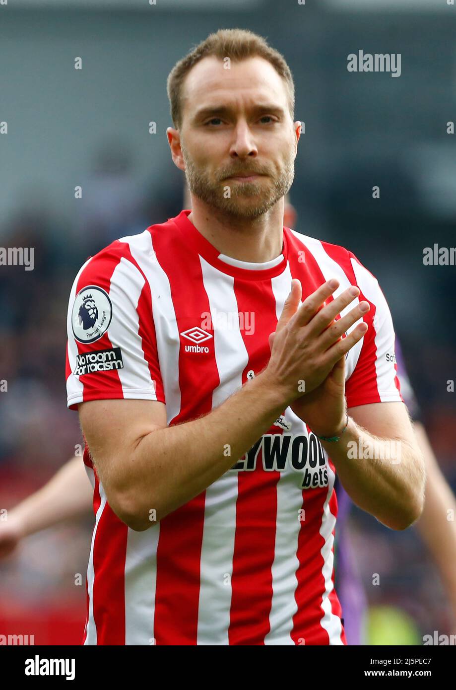 London, England - APRIL 23: Christian Eriksen of Brentford claps the ...