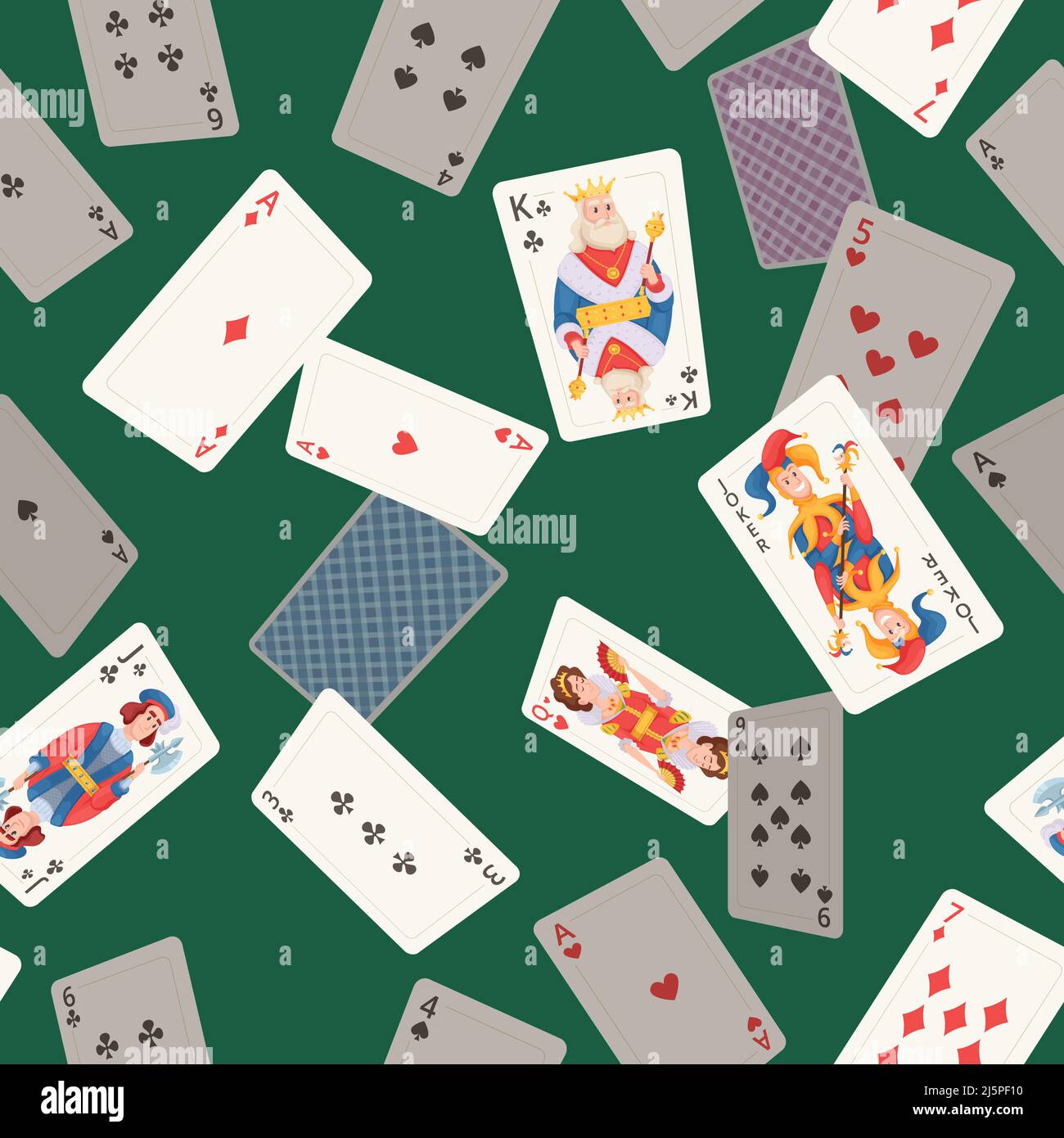 Playing cards pattern. Casino poker game symbols textile design ...
