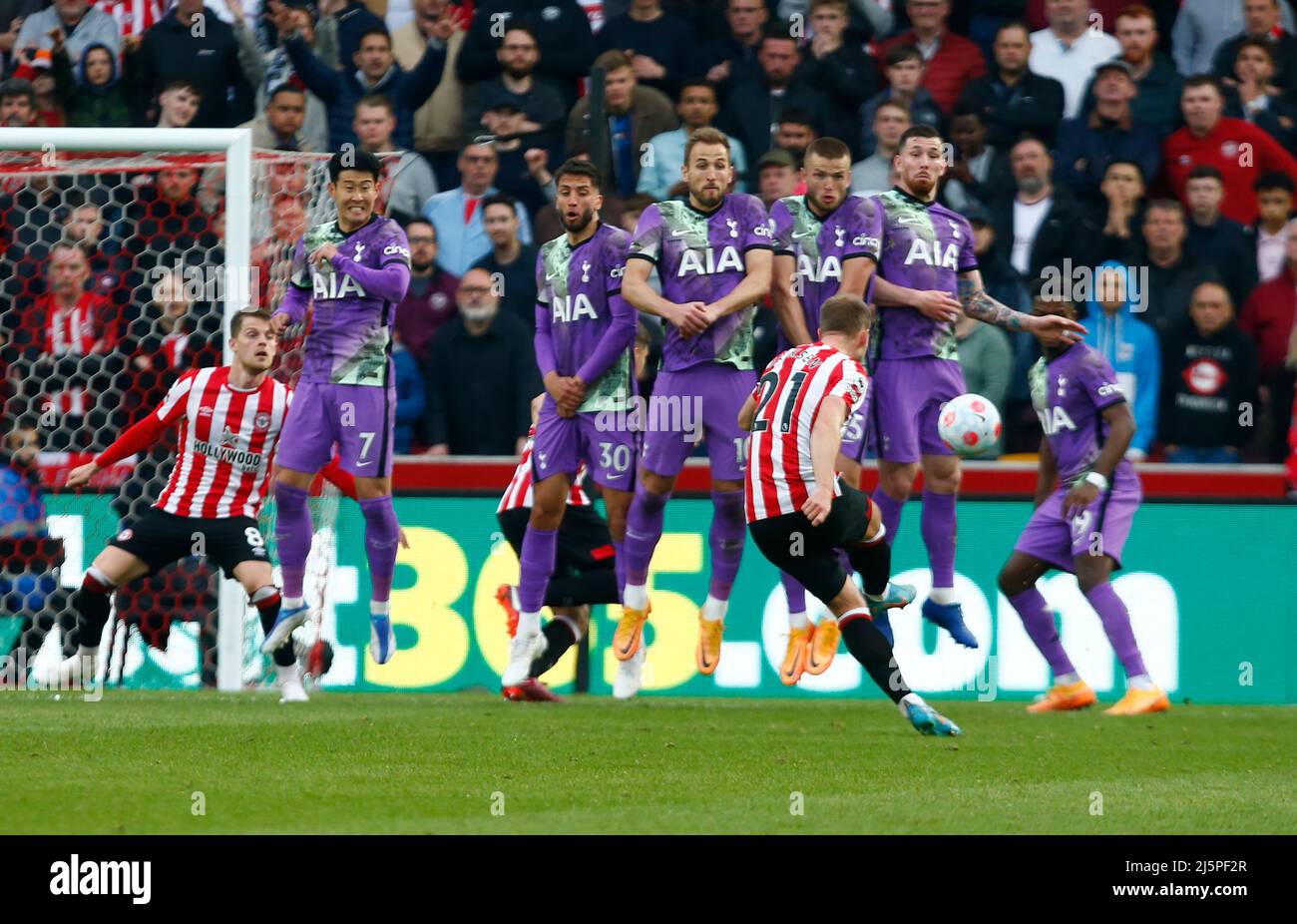 London, England - APRIL 23: Christian Eriksen of Brentford takes a free ...
