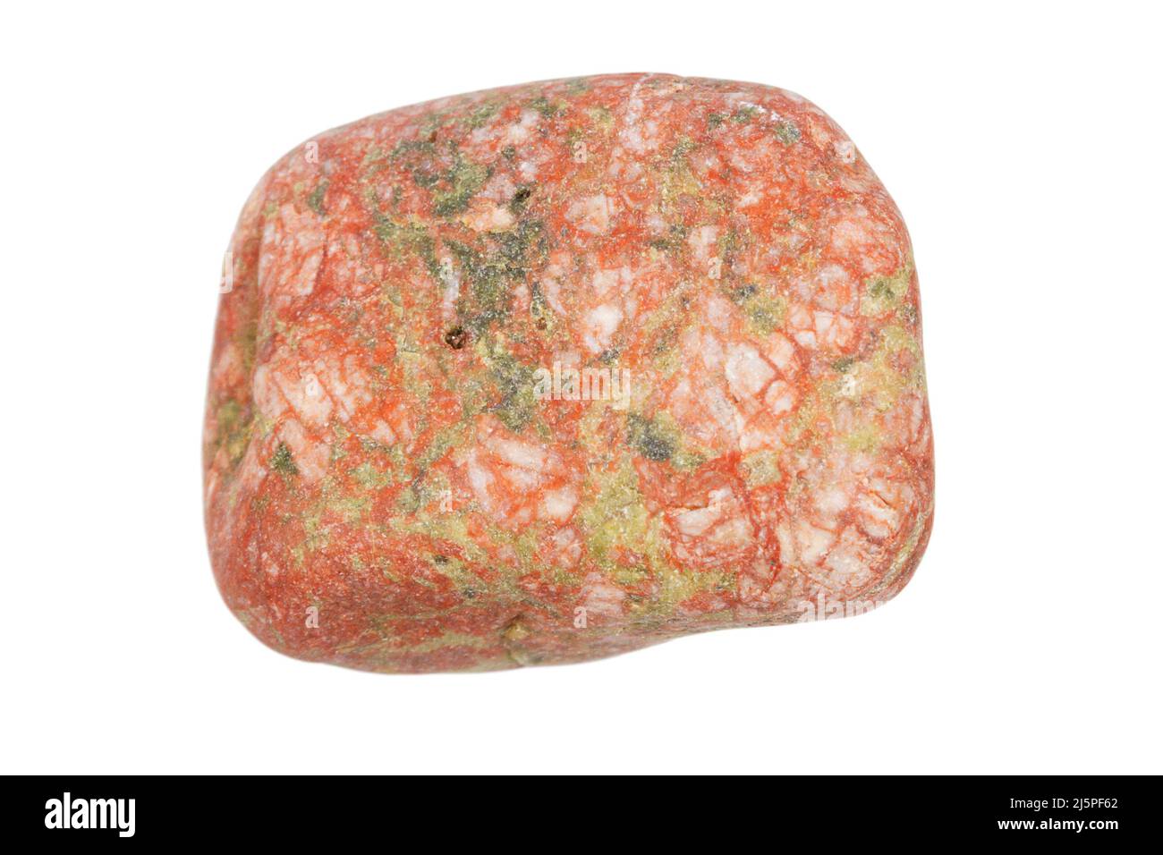 Top view of single yellow red pebble isolated on white background Stock ...