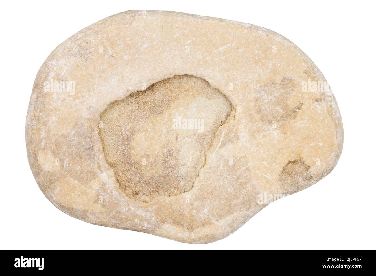 Top view of single yellow pebble isolated on white background Stock ...
