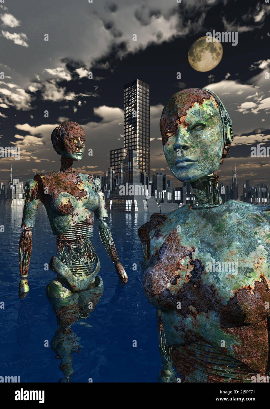 Flooded Futuristic City Stock Photo - Alamy