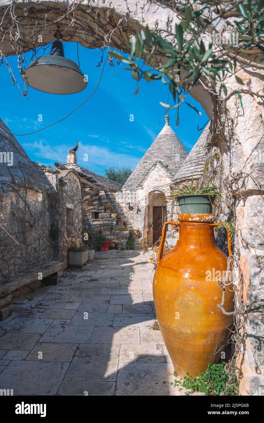 Beautiful Trulli or Trullo house, traditional Apulian dry stone hut ...